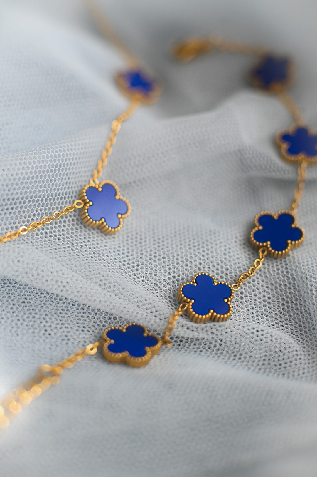 Stunning Gold-plated Clover Collection in Blue - Necklace With Five ...