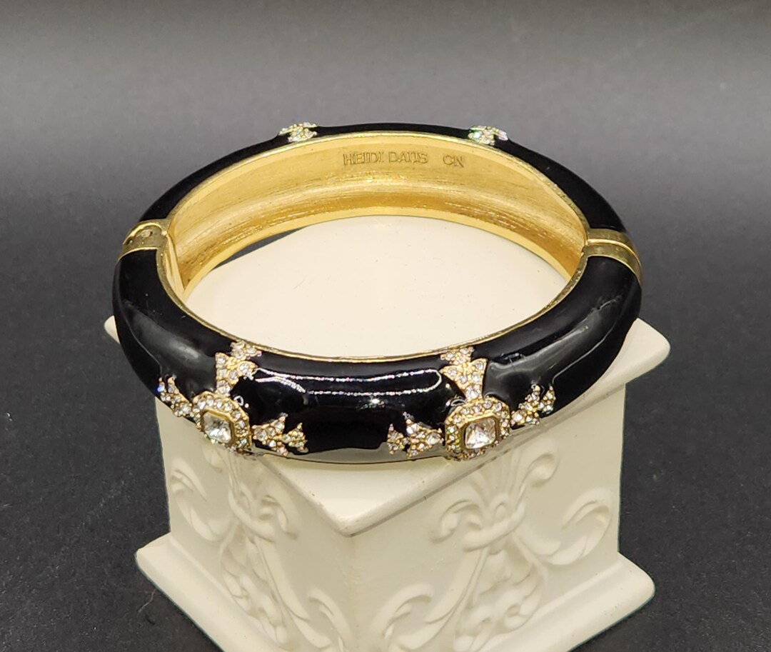 Heidi Daus Day & Night Black Enamel Bangle Bracelet - Etsy