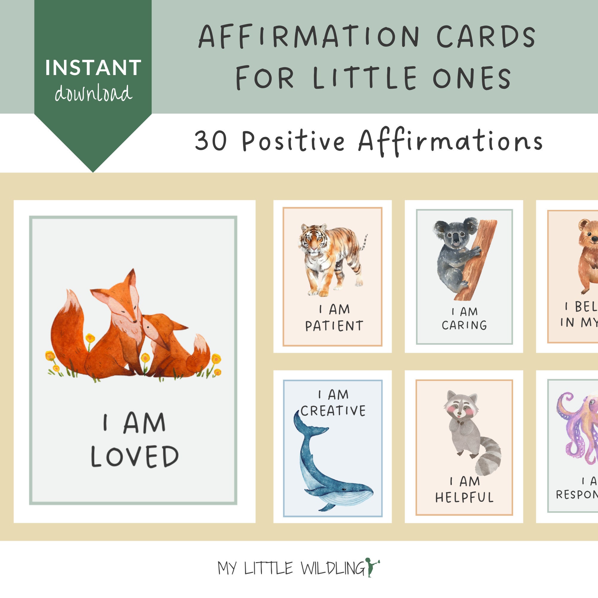 Printable Positive Affirmations for Little Kids - Etsy