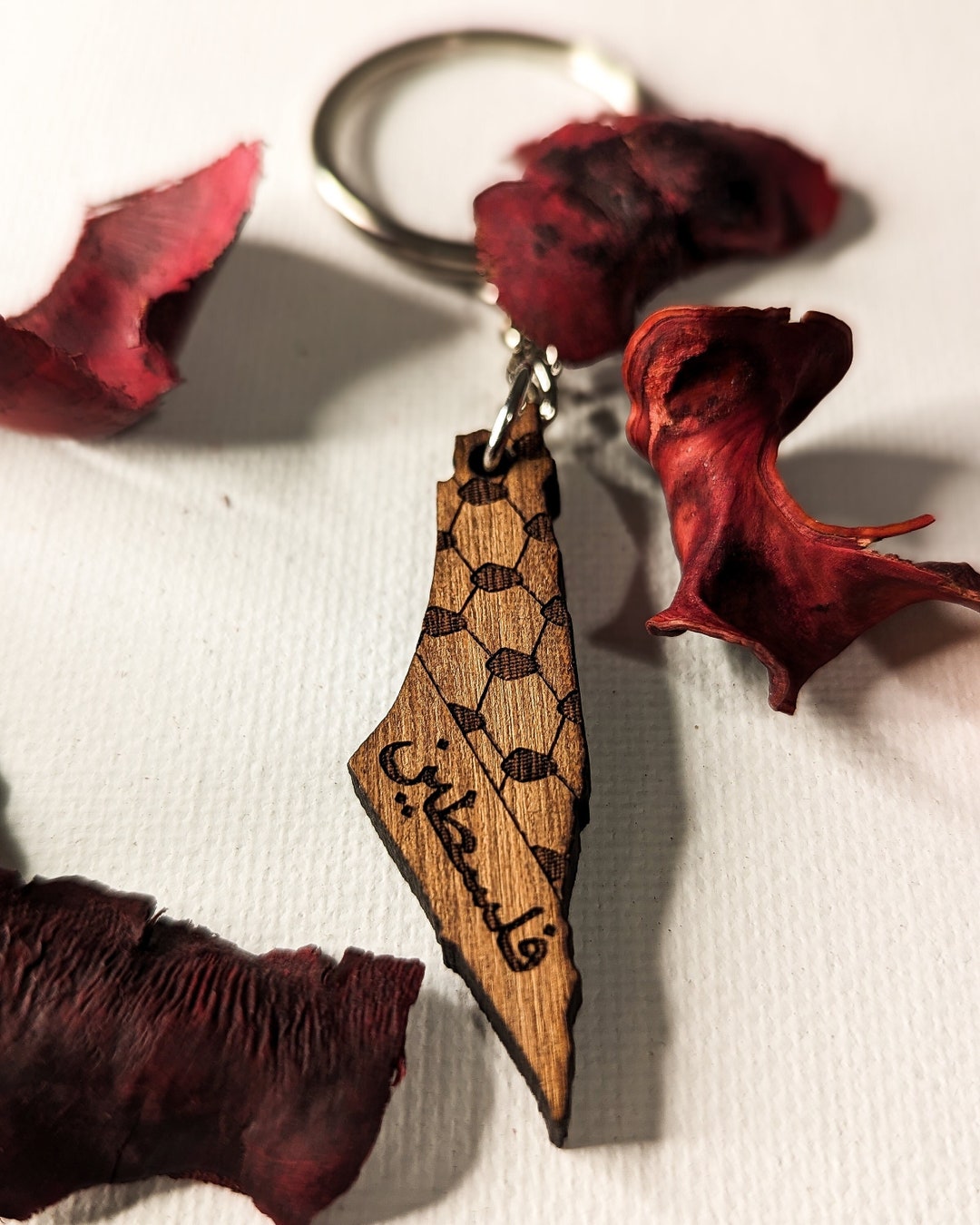 Palestine Map Engraved Wood Keychain - Etsy