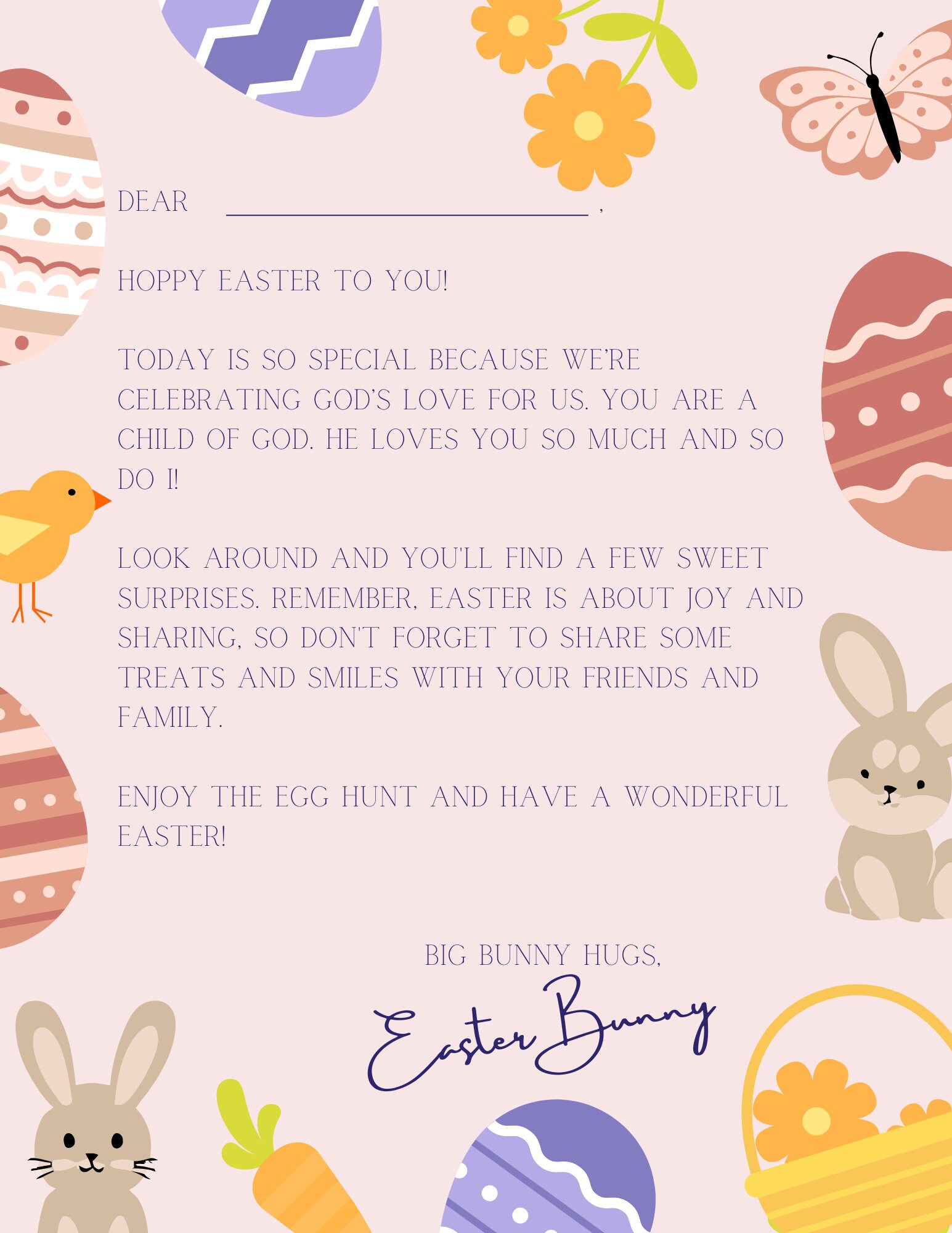 Letter From Easter Bunny, PDF Printable File, EASTER BUNNY, Easter ...