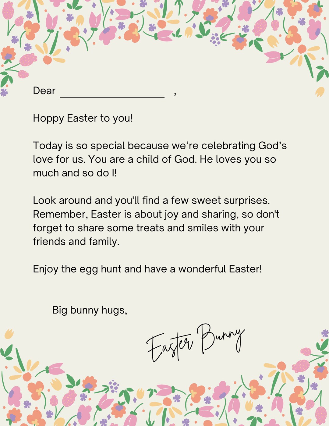 Easter Bunny Letter, PRINTABLE PDF, Easter, Letter From Bunny, Kids ...