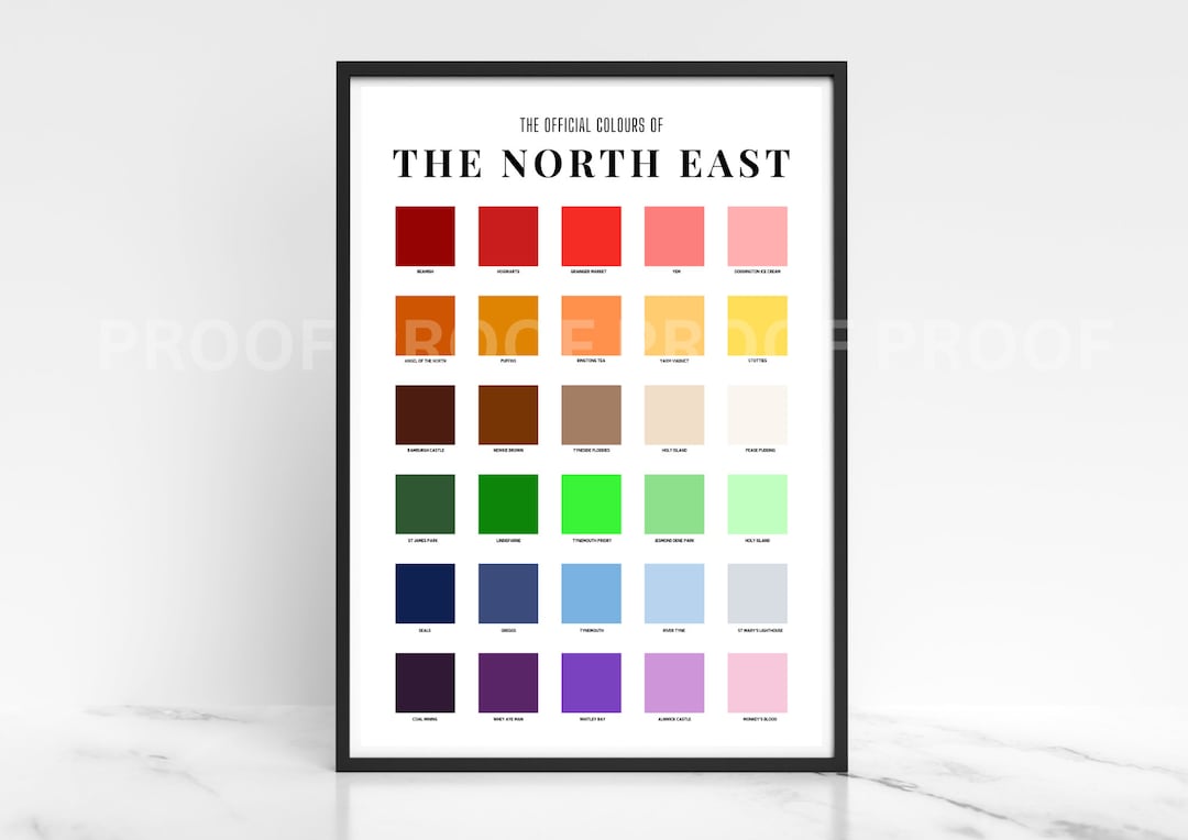 The Colours of the North East Poster / Town Art / Poster / Gift / A5 A4 ...