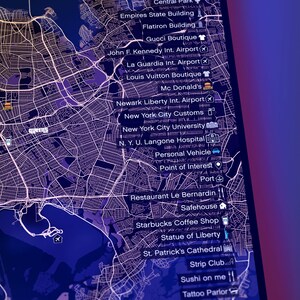 New York City Map GTA Theme - Etsy