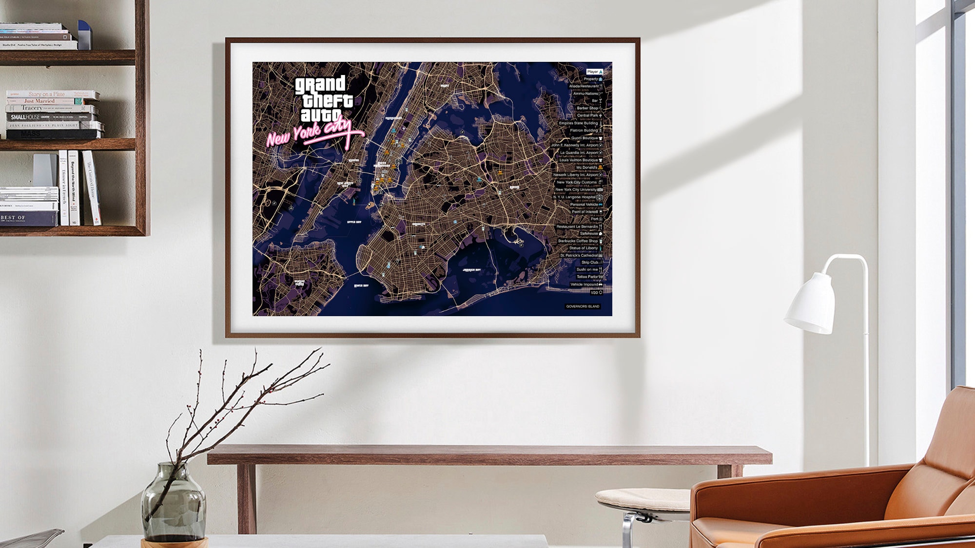 New York City Map GTA Theme - Etsy