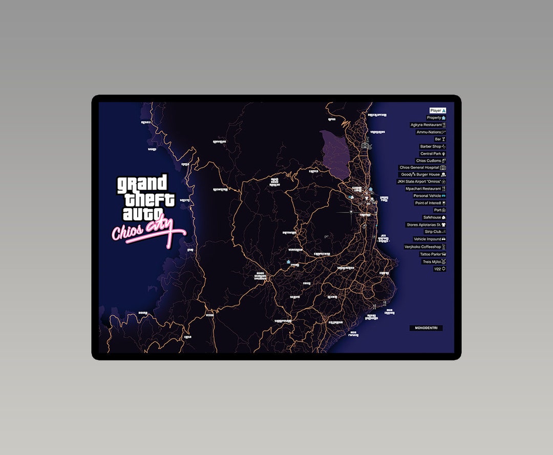 Chios City Map GTA Theme - Etsy