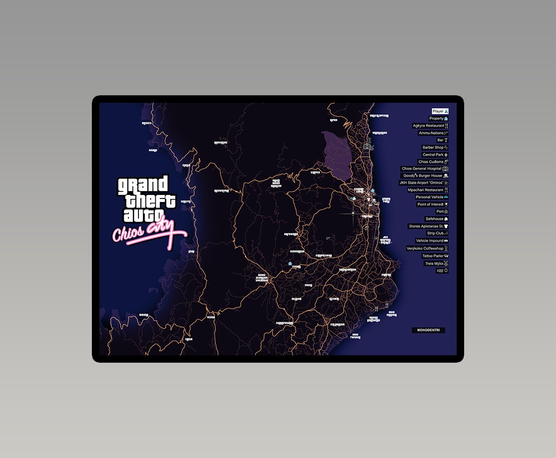 Chios City Map GTA Theme - Etsy