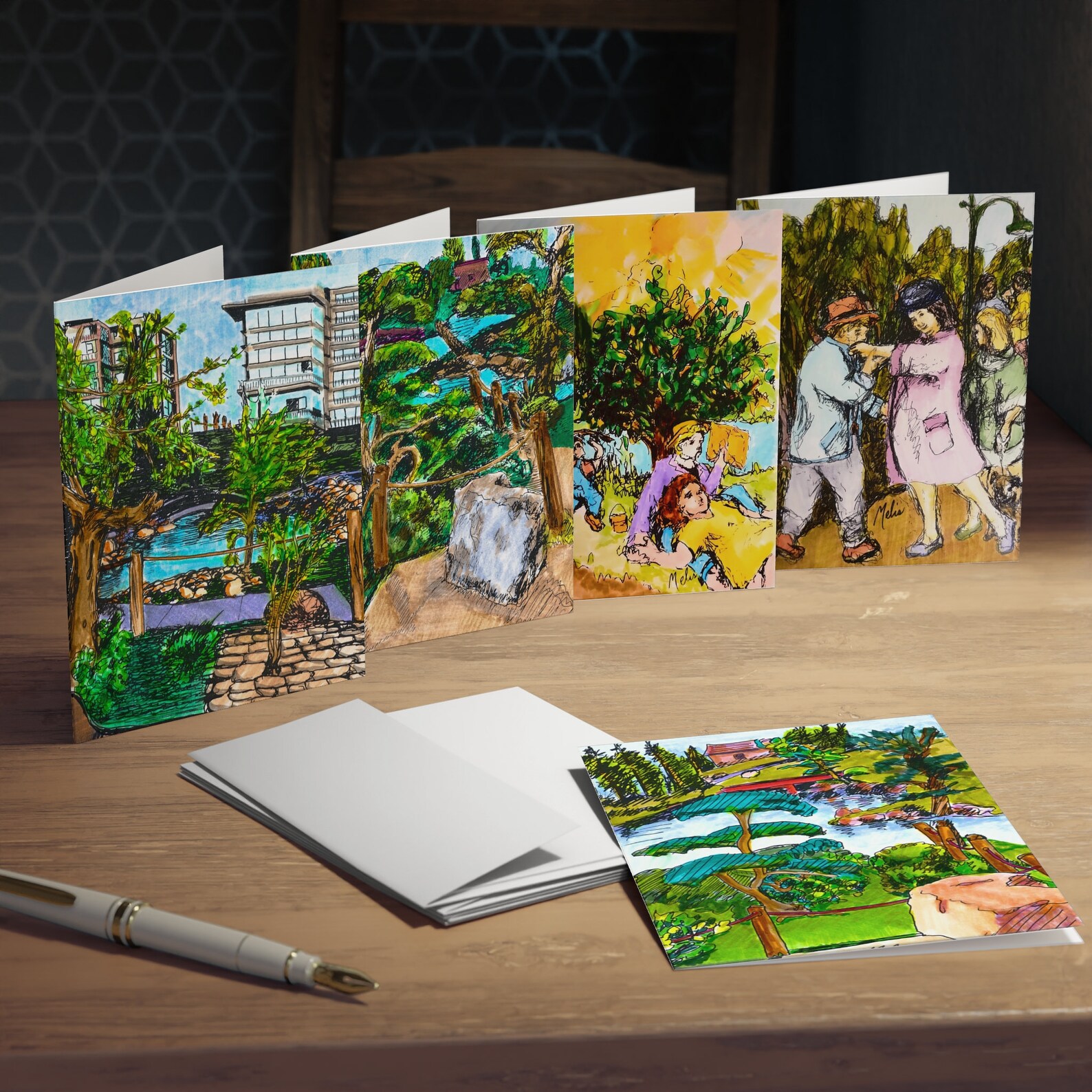 A Walk in the Park Multi-design Fine Art Greeting Cards 5-pack - Etsy