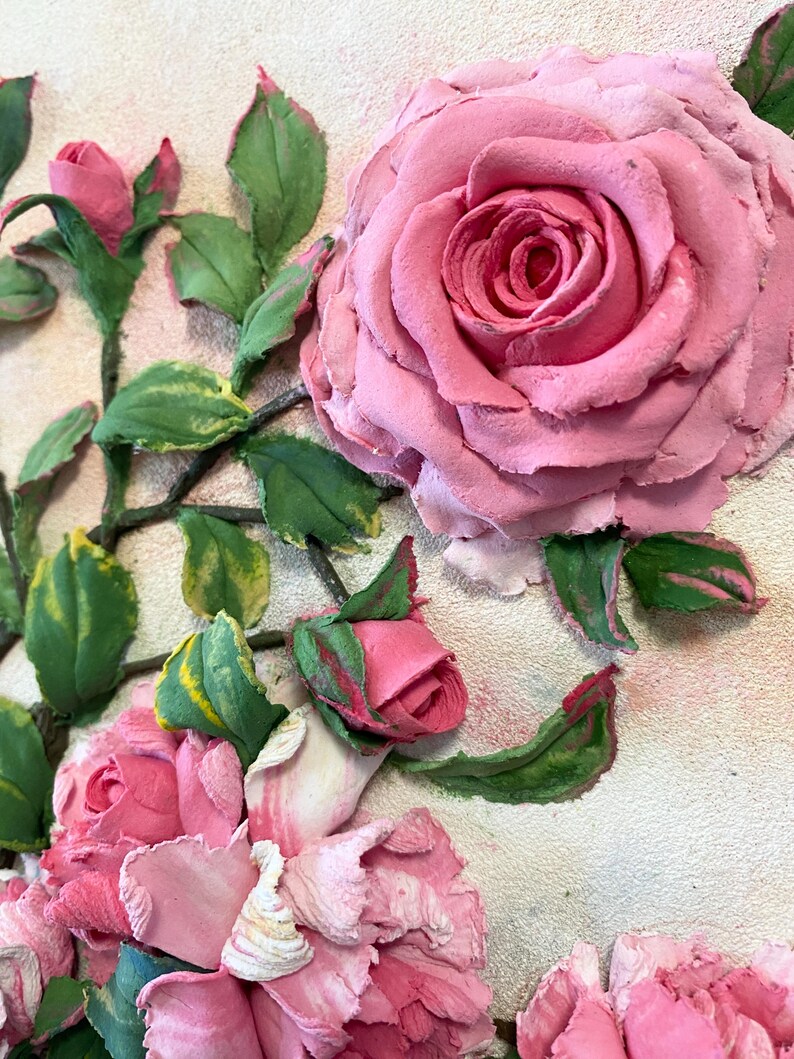 3D Flowers Sculpture Painting, Handcrafted 3D Artwork, Floral Texture ...