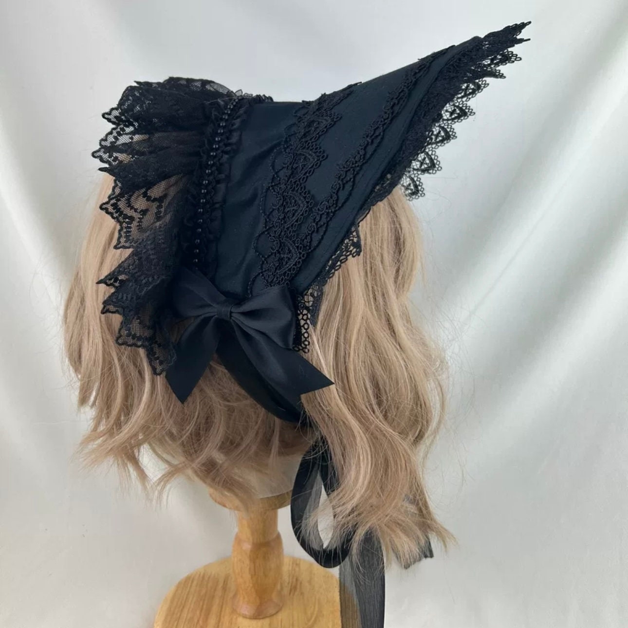 Customised Gothic BNT, Lolita Hat, Bonnet, Vintage Bonnet, Lolita Wig ...
