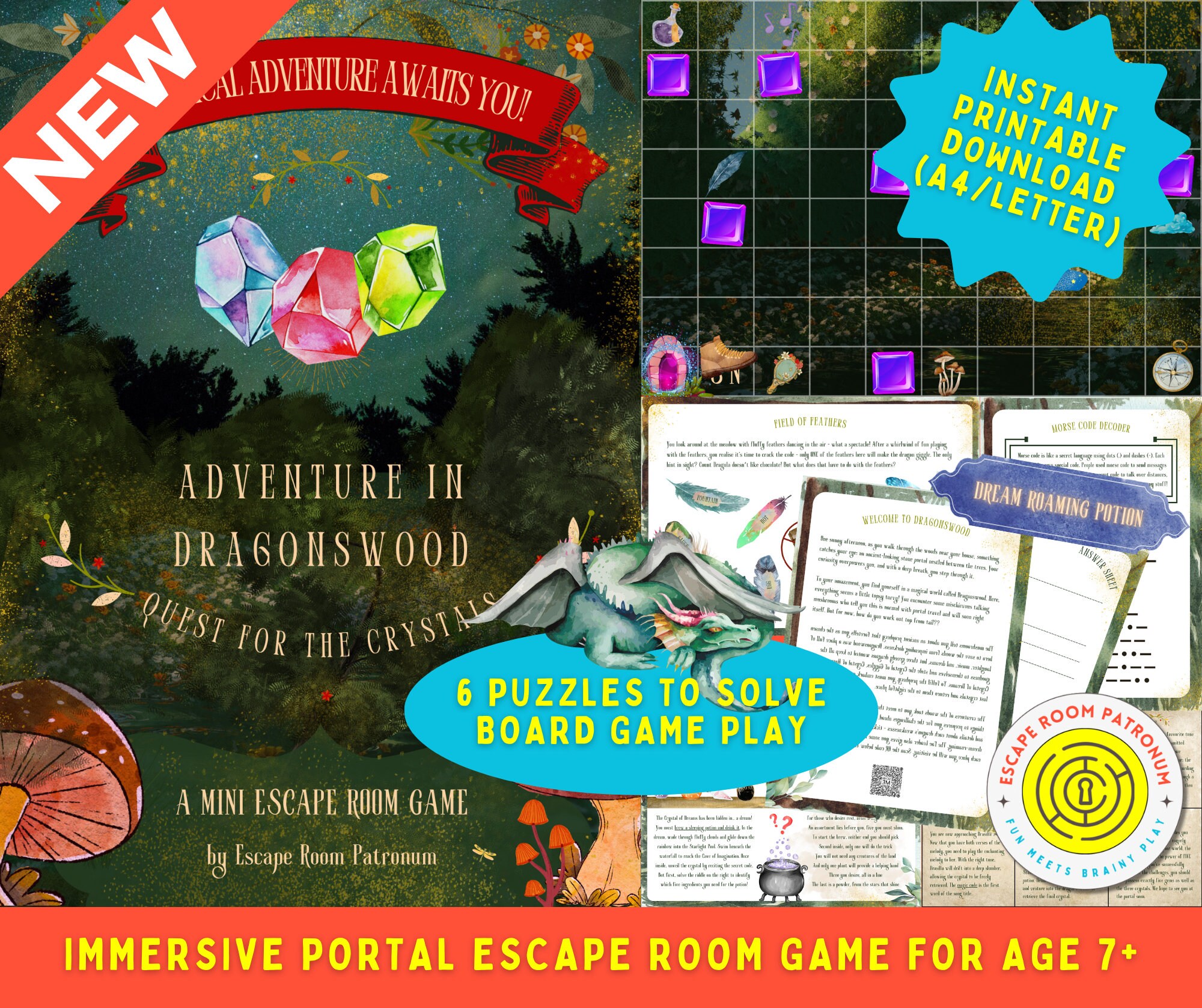 Fantasy Escape Room Game Printable for Kids With Dragons and Crystals ...