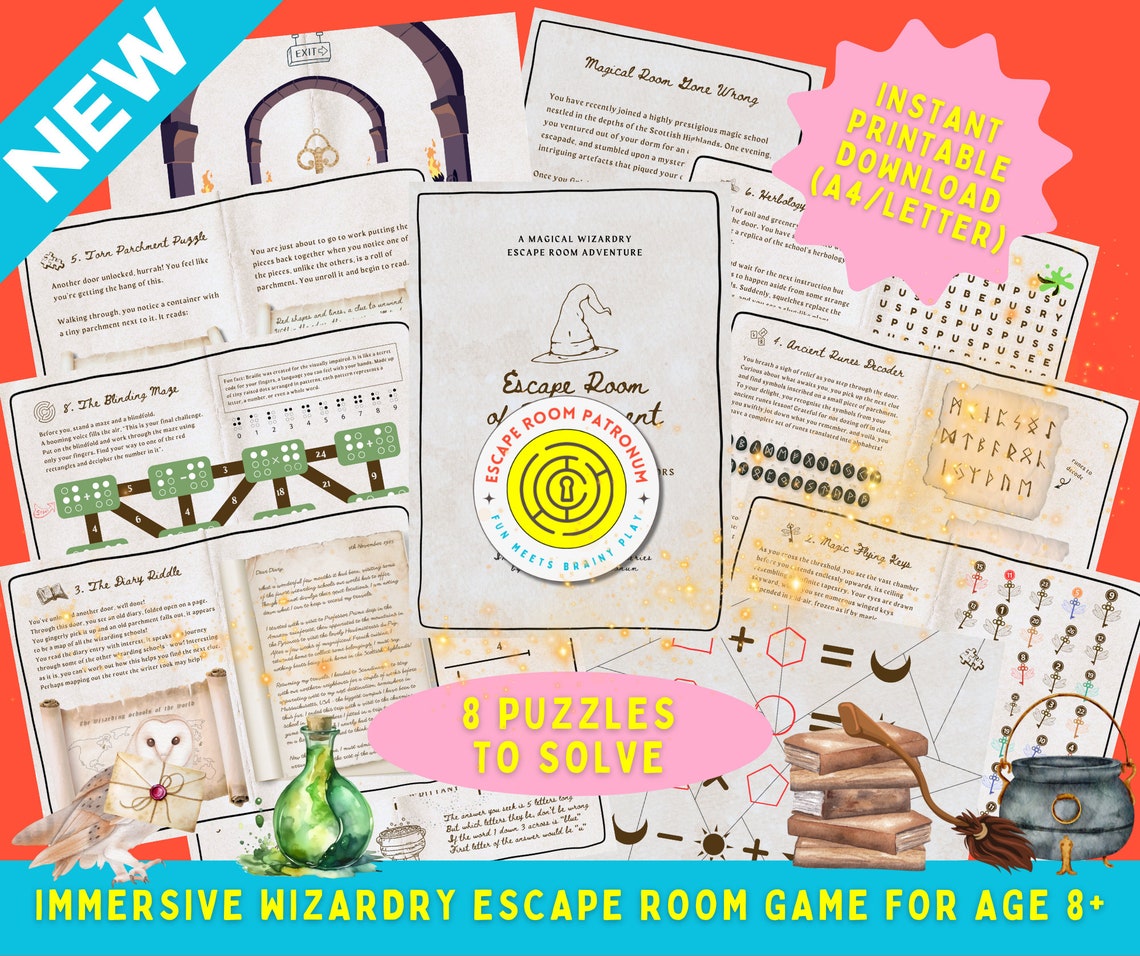 Wizard Escape Room Game Printable | Adventure Party Game for Kids, Teen ...