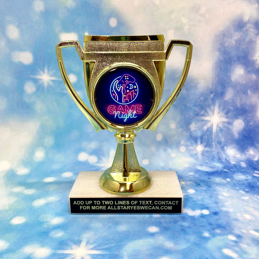 Neon Game Night Trophy Free Engraving, Board Games, Puzzles, Friends ...