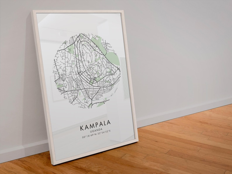 Kampala City Map, Uganda Street Map, Minimalistic Africa Map, Kampala ...