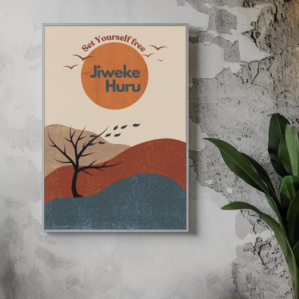 Set Yourself Free Poster, Swahili Quote Prints, Boho Home Decor ...