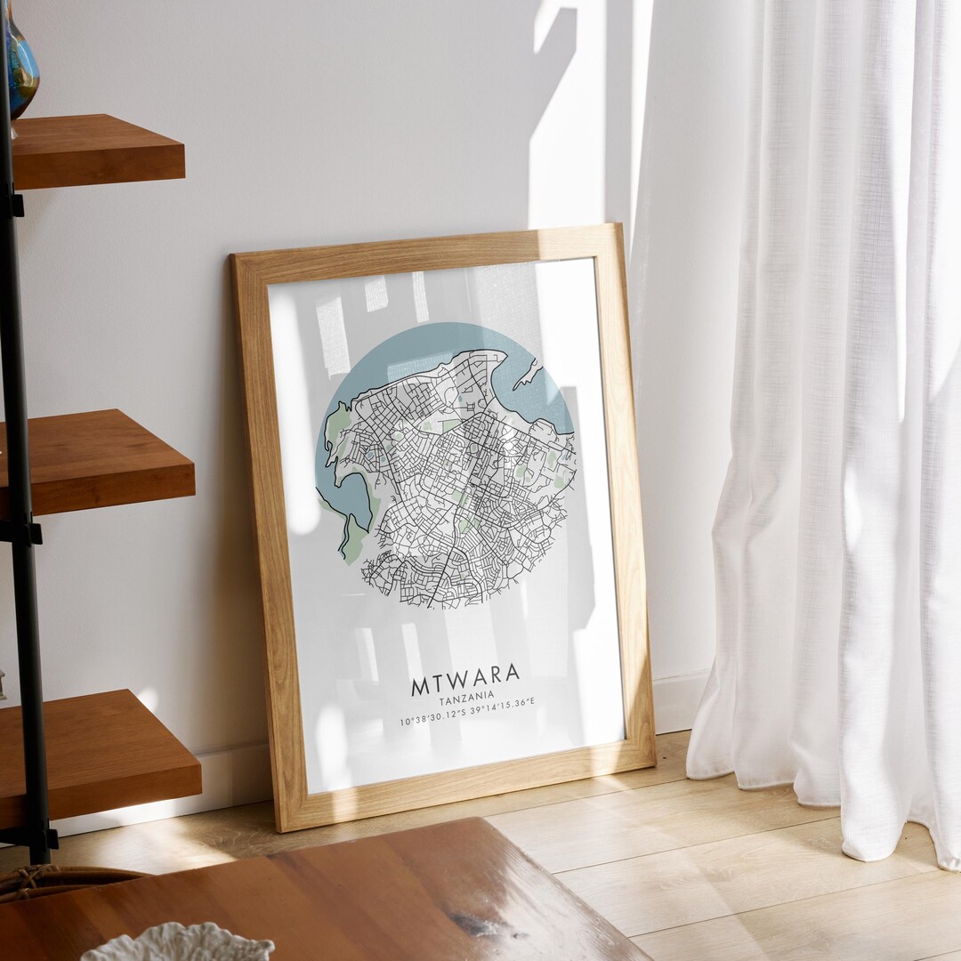 Mtwara Map, Tanzania Street Map, Africa City Map, Modern Africa Map ...