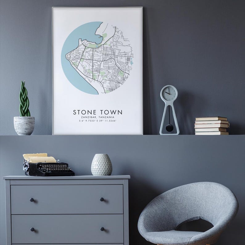 Stone Town City Map, Tanzania Street Map, Minimalistic Africa Map ...