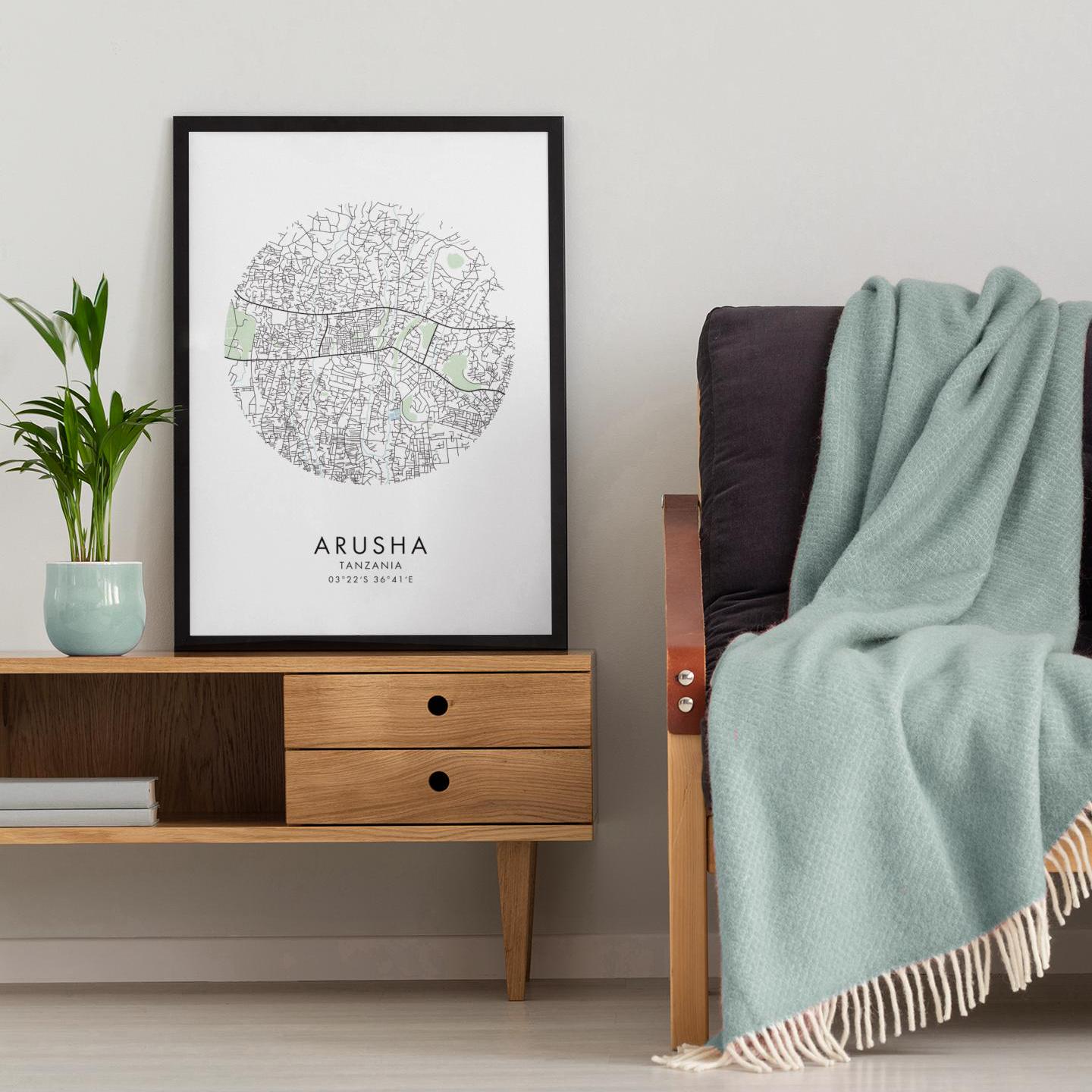 Arusha Map, Tanzania City Map, Africa Street Map, Arusha Poster ...