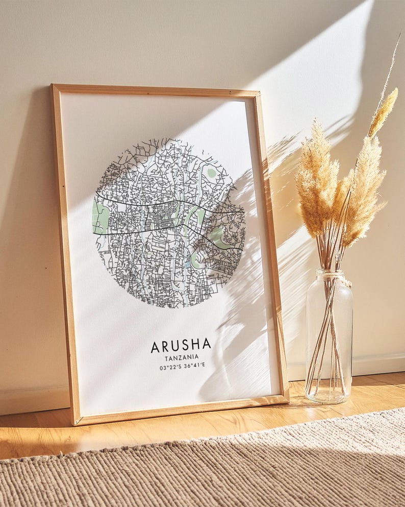 Arusha Map, Tanzania City Map, Africa Street Map, Arusha Poster ...