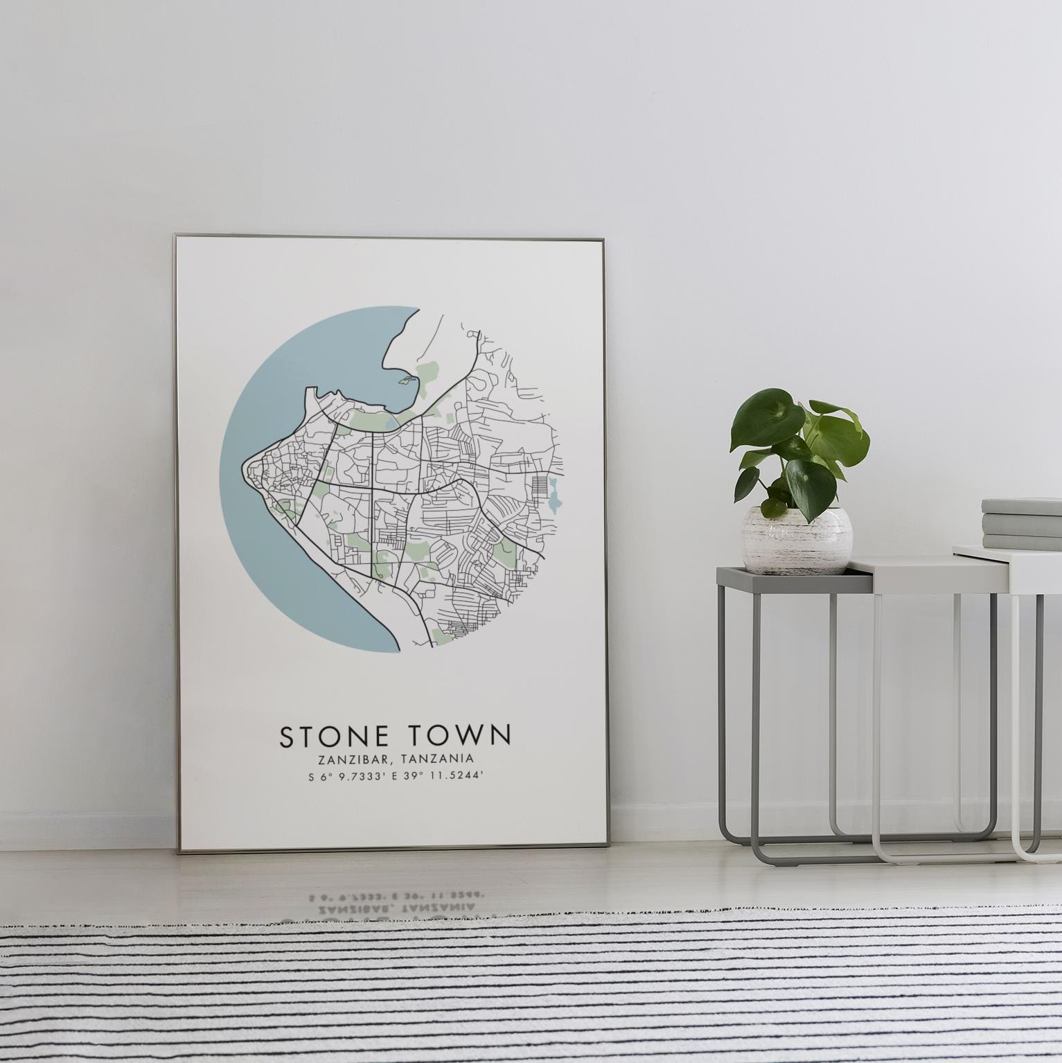 Stone Town Street Map, Zanzibar Map, Africa City Map, Minimalistic ...