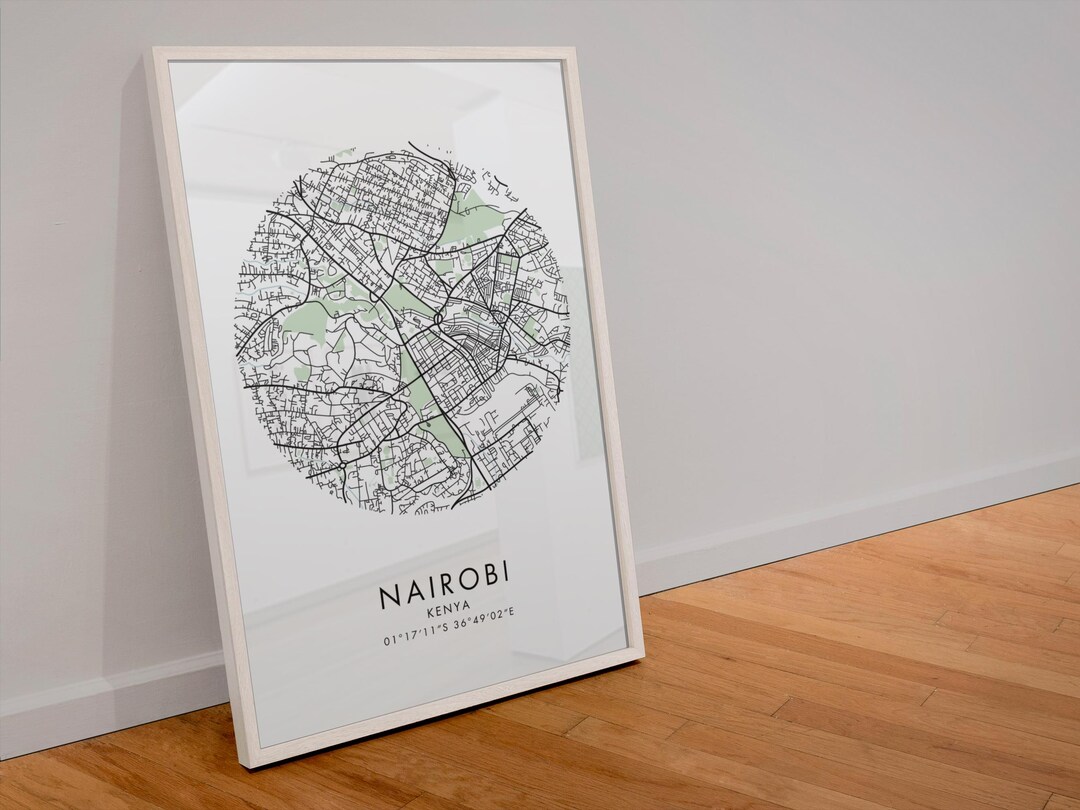 Nairobi City Map, Kenya Street Map, Minimalistic Africa Map, Nairobi ...