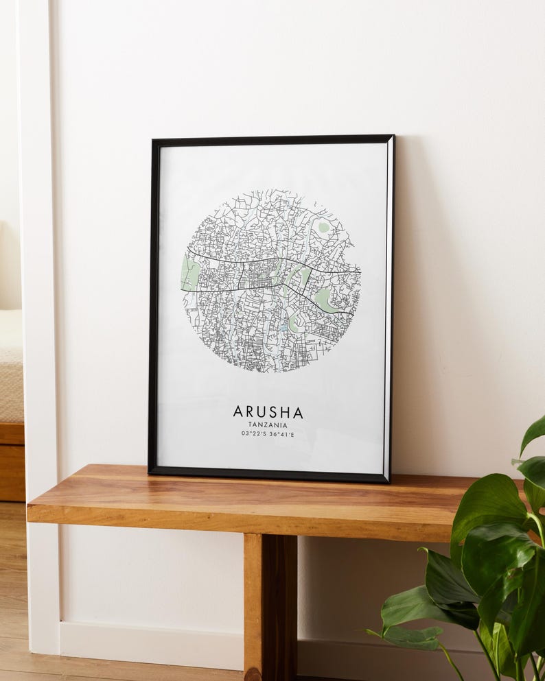 Arusha Map, Tanzania City Map, Africa Street Map, Arusha Poster ...