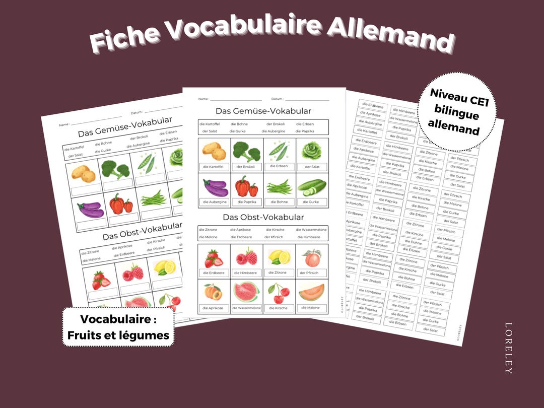 Vocabulary Fruits and Vegetables in German German for Bilingual Primary ...