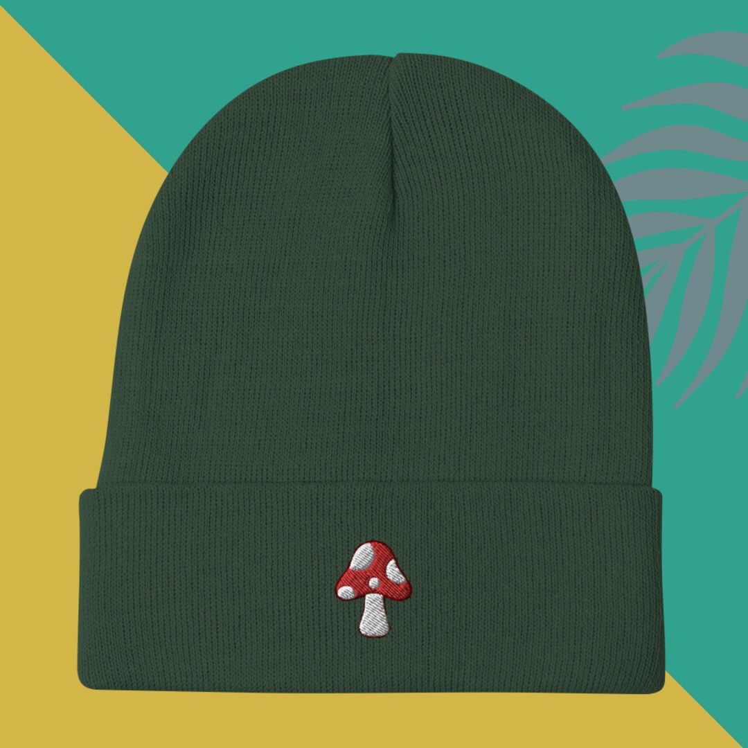 Embroidered Mushroom Beanie Mushroom Hat Cosplay Embroidered Mushroom ...