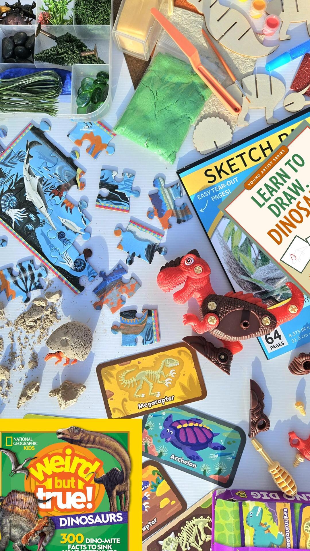 Dinosaur Activity Box: Sensory Sandplay, Paint Set & Puzzle - Etsy