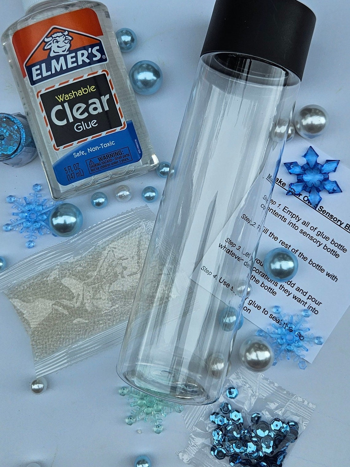 Winter Snowflake Sensory Bottle Kit: Toddler Activity, Calm Corner - Etsy