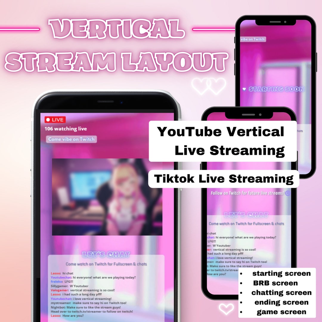 Pink Neon Vertical Stream Layout Tiktok Youtube Shorts Vertical Streaming Screens - Etsy