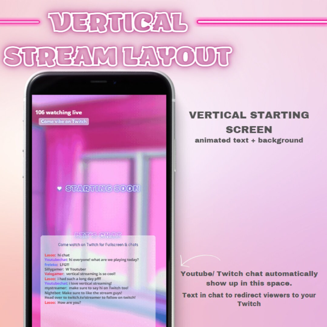 Pink Neon Vertical Stream Layout Tiktok Youtube Shorts Vertical ...