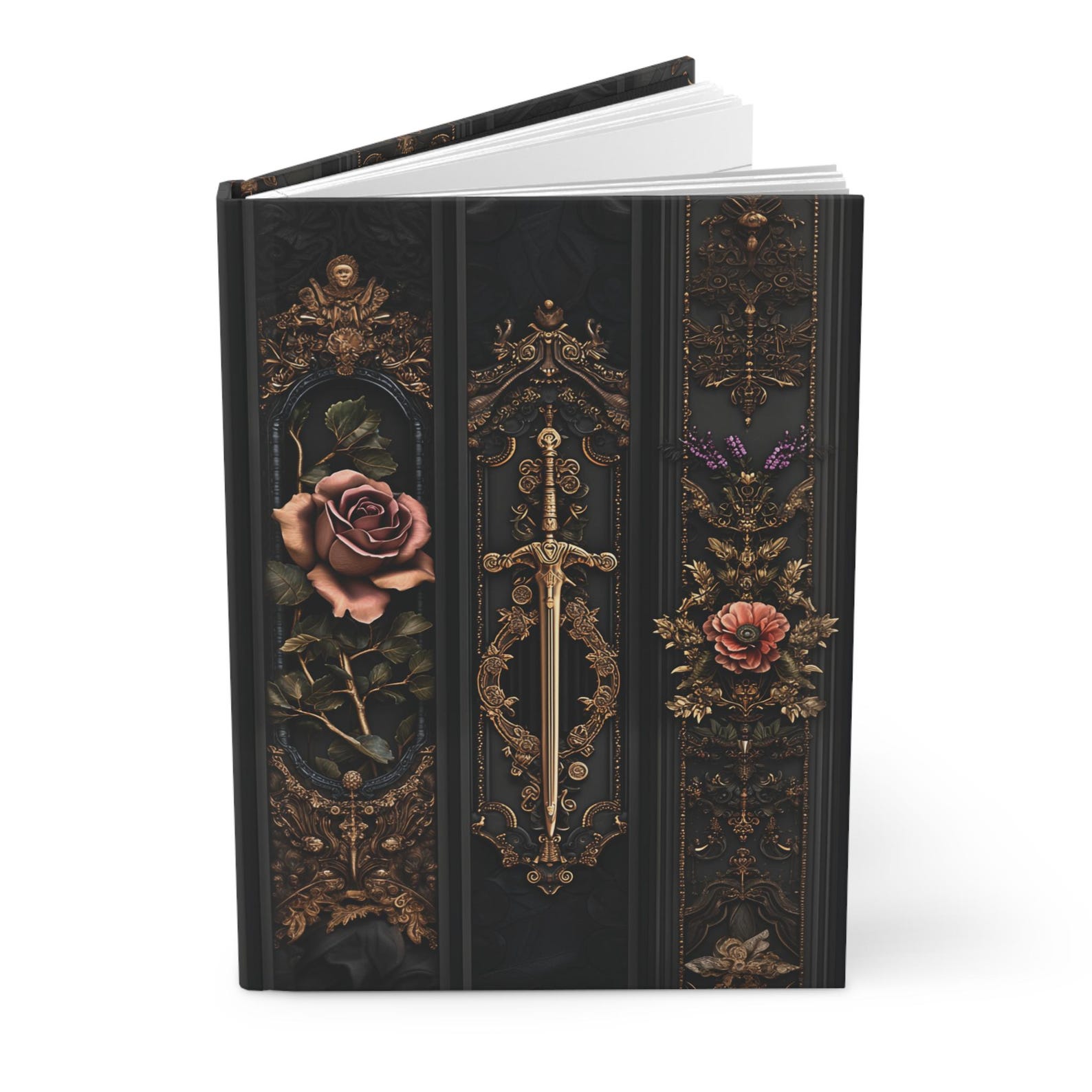Faux Embossed Witchcore Castlecore Journal Dark Academia Flowers Sword ...