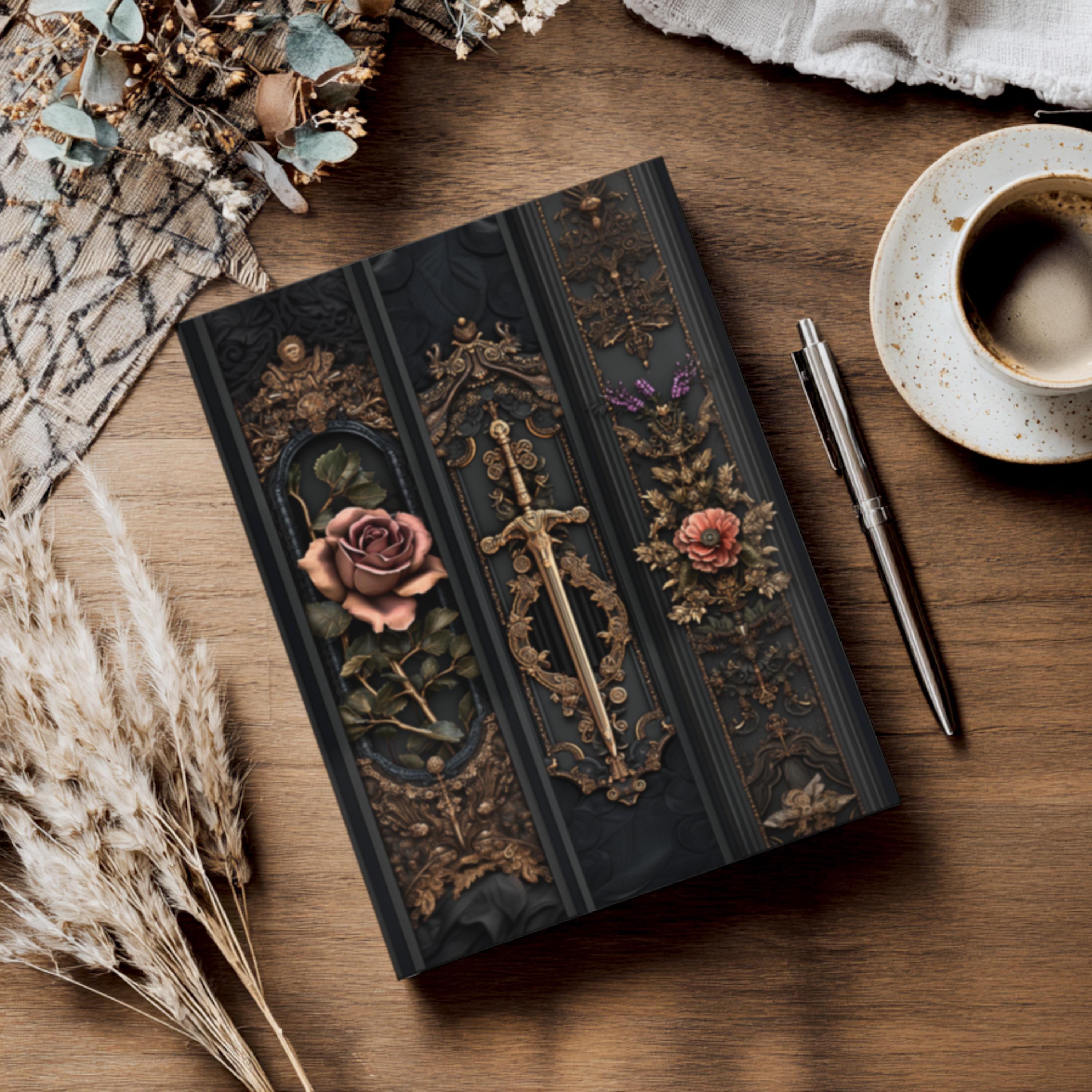 Faux Embossed Witchcore Castlecore Journal Dark Academia Flowers Sword ...