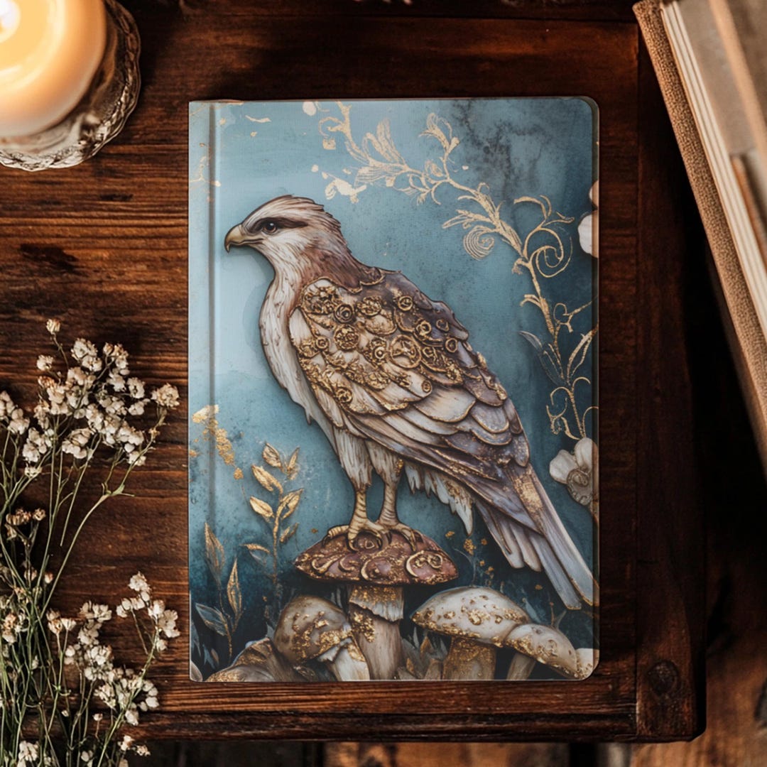 Hawk Faux Textured Soft Touch Hardcover Matte Journal Ornate Graphic ...