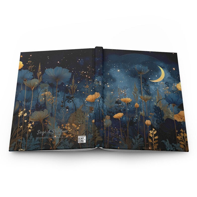 Abstract Watercolor Style Midnight Meadow Soft Touch Matte Hardcover ...