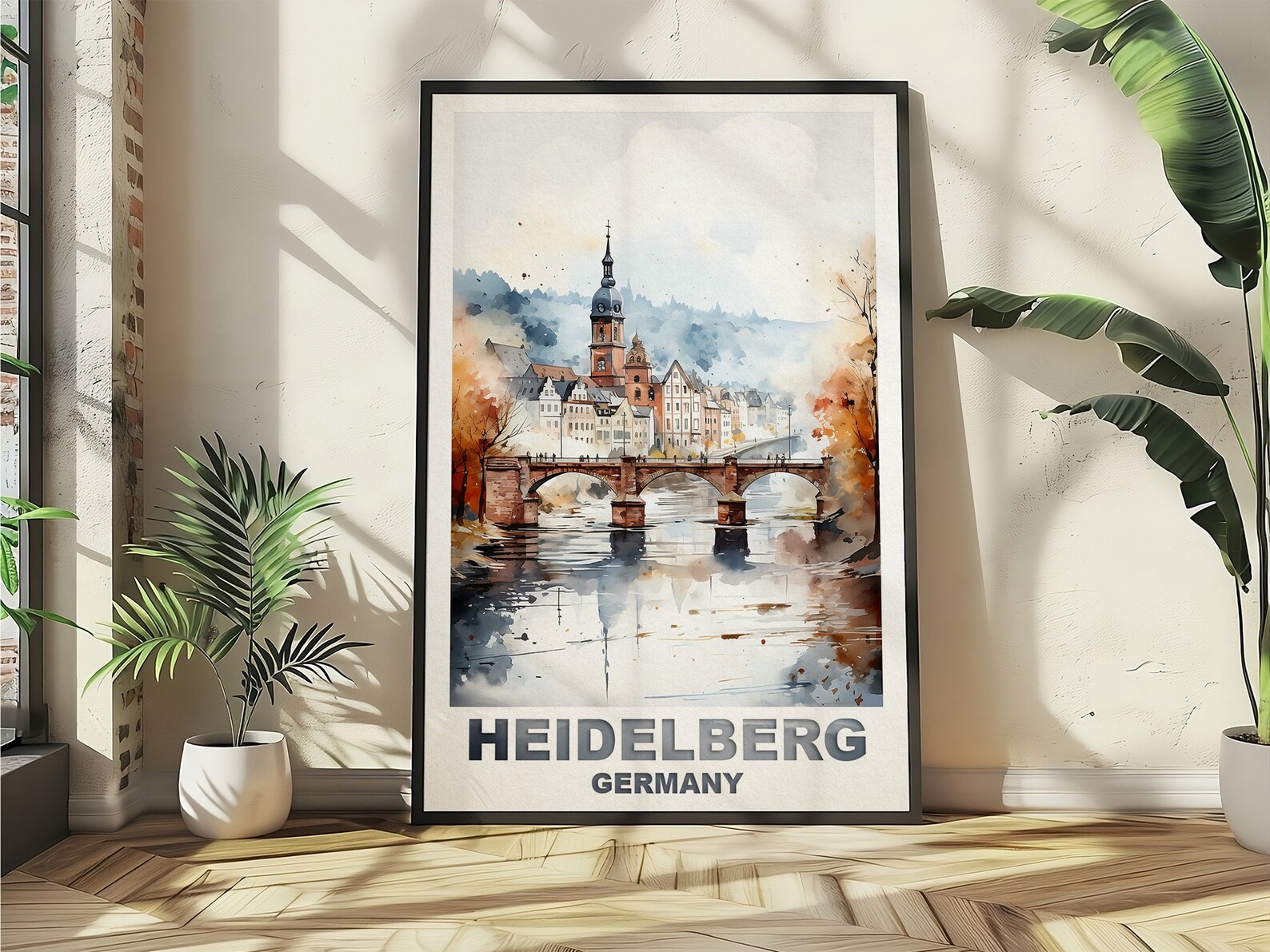 Heidelberg City Scape Painting Elegant Wall Decor, UNESCO European ...