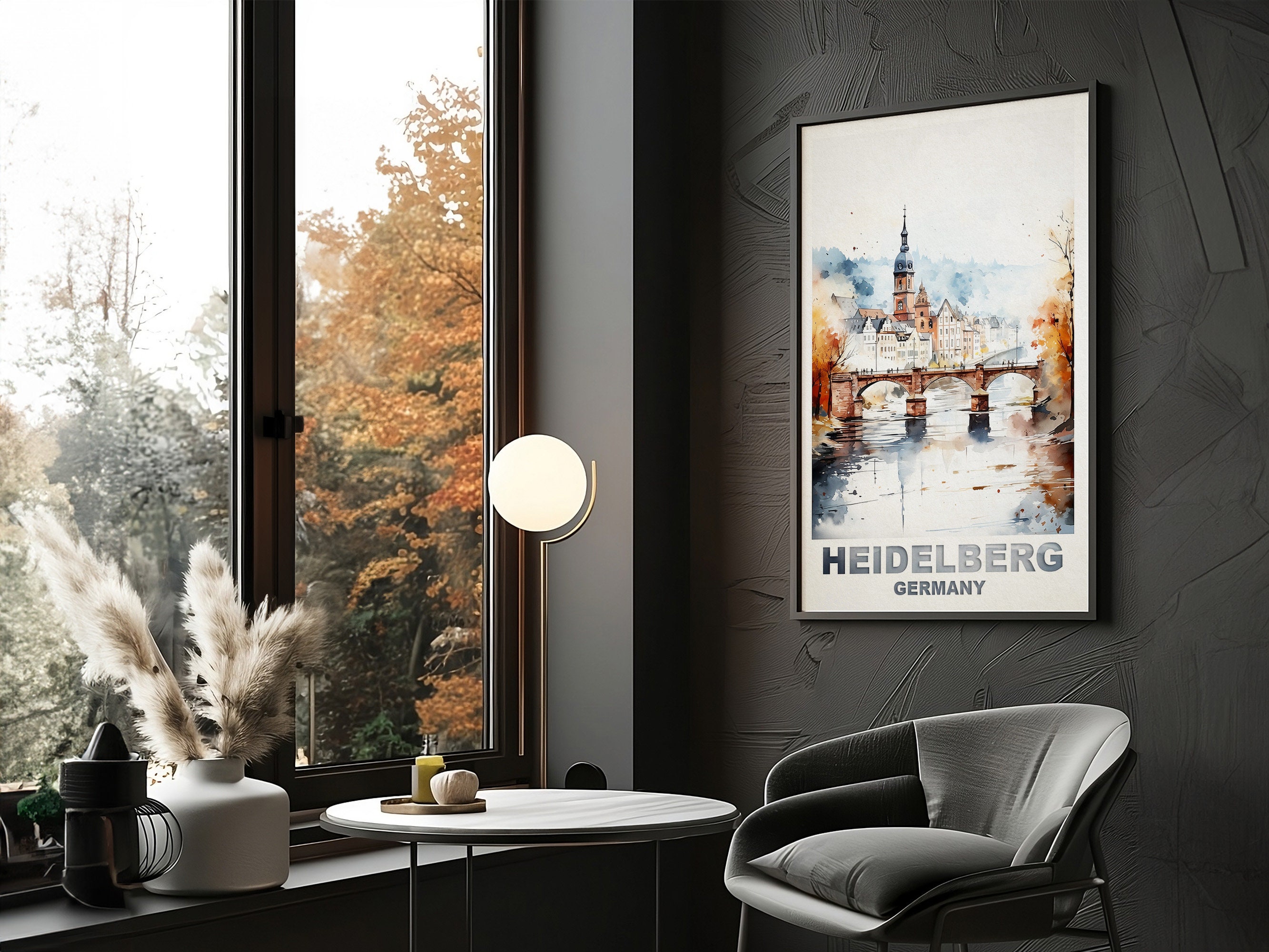 Heidelberg City Scape Painting Elegant Wall Decor, UNESCO European ...