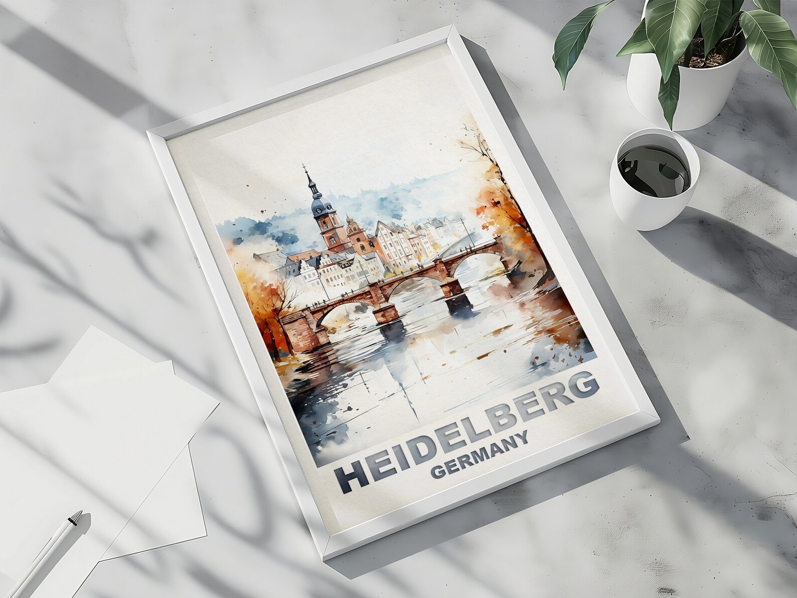 Heidelberg City Scape Painting Elegant Wall Decor, UNESCO European ...