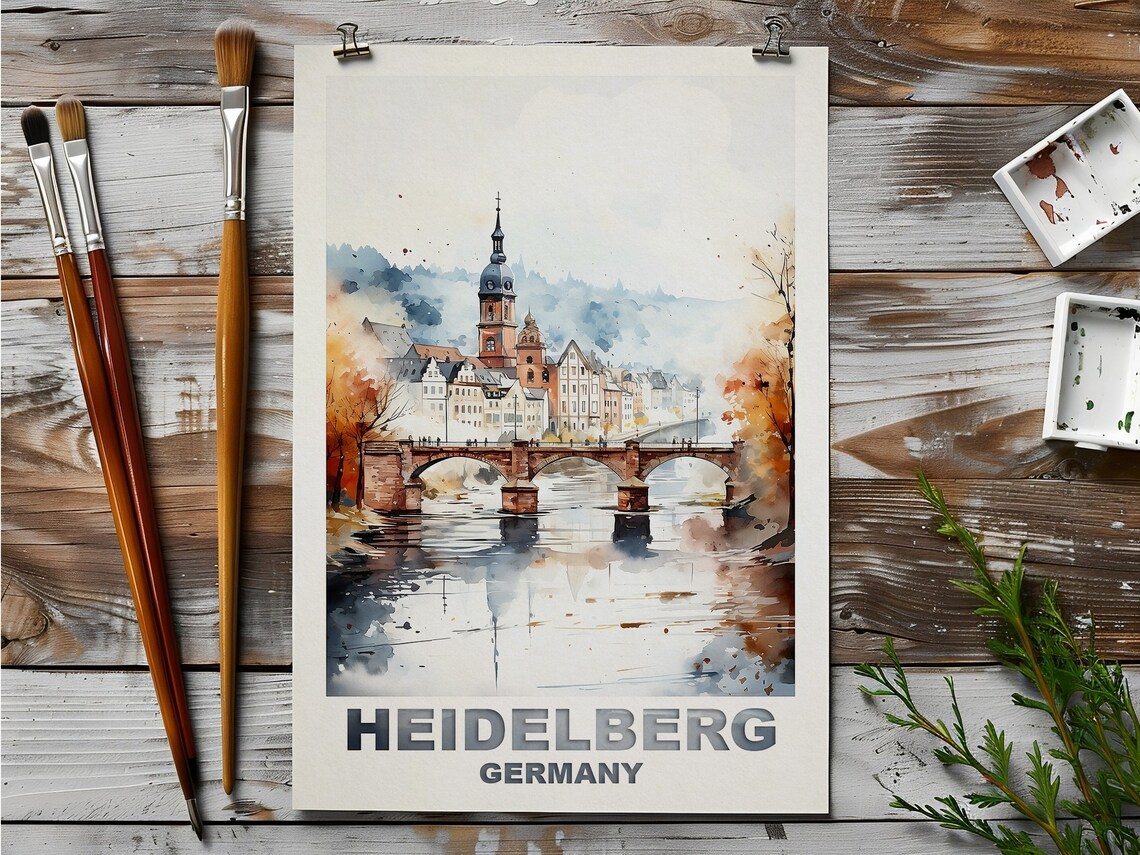 Heidelberg City Scape Painting Elegant Wall Decor, UNESCO European ...