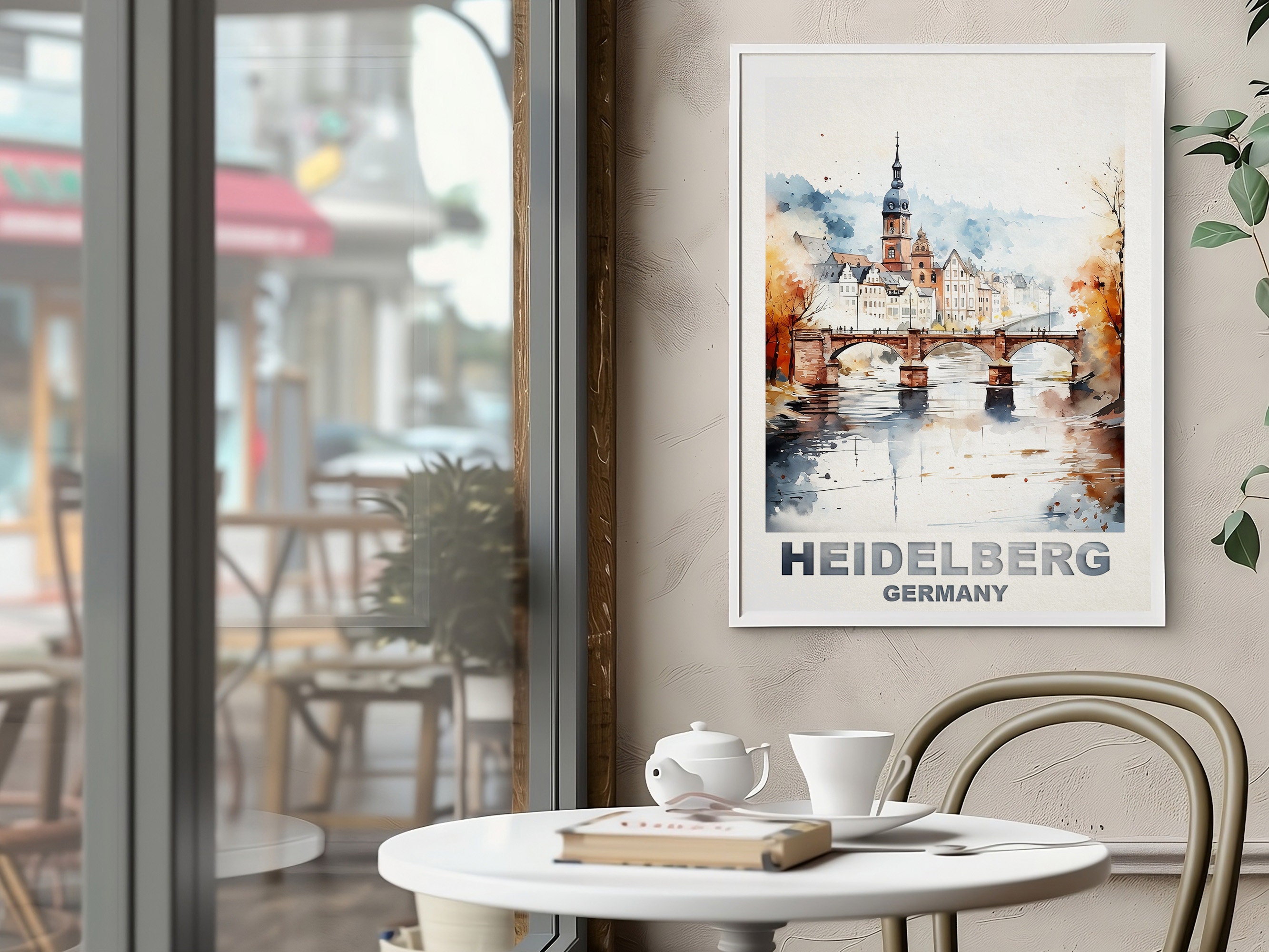 Heidelberg City Scape Painting Elegant Wall Decor, UNESCO European ...