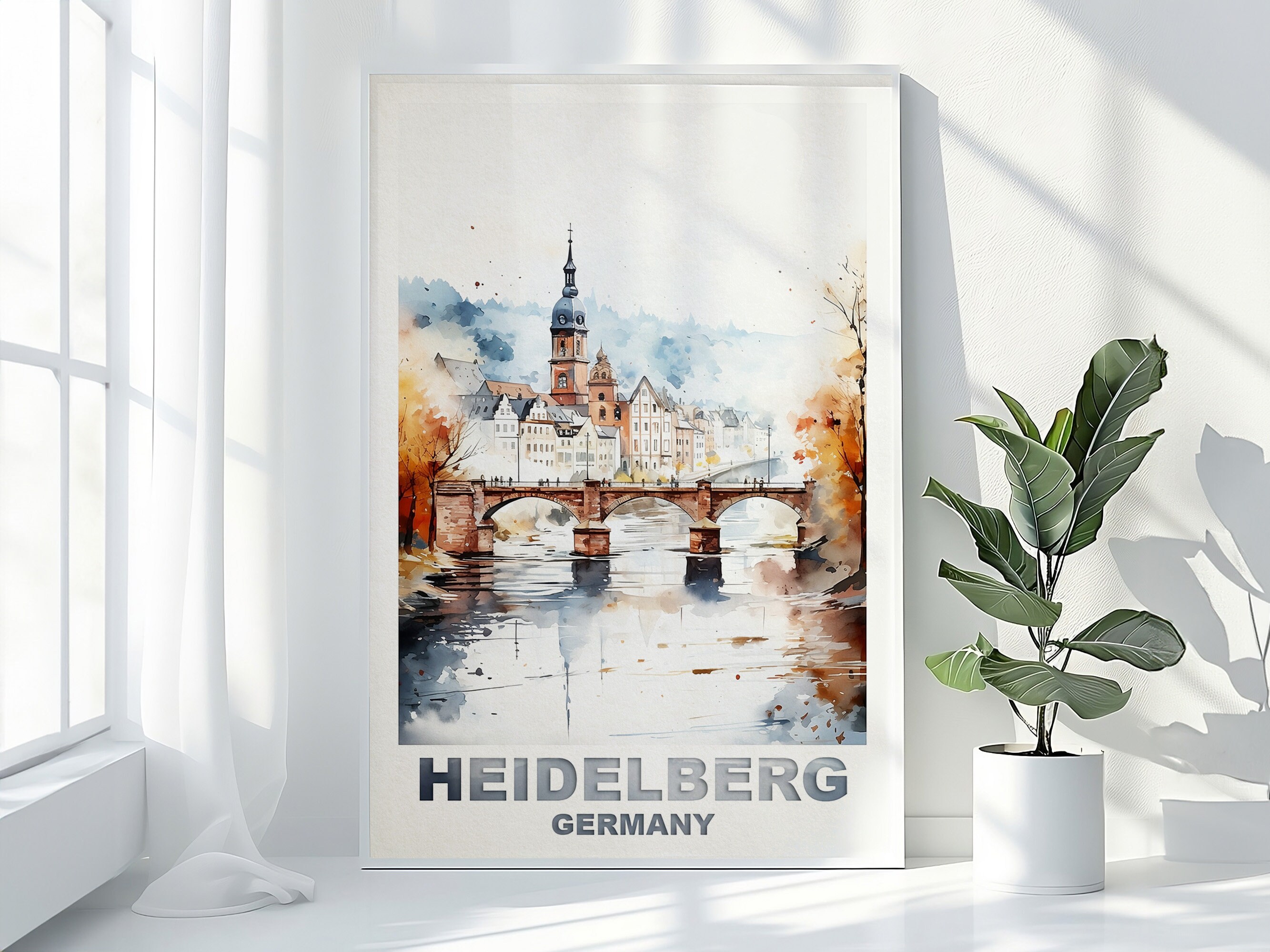 Heidelberg City Scape Painting Elegant Wall Decor, UNESCO European ...