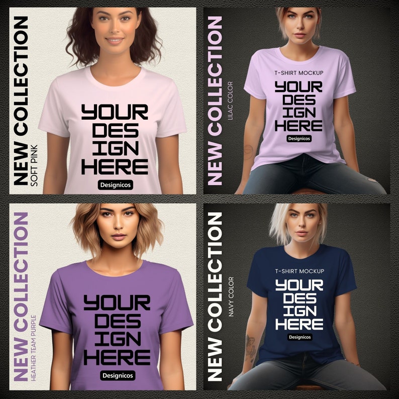 Maqueta de camiseta modelo Heather Cool Grey Bella Canvas 3001, tabla ...