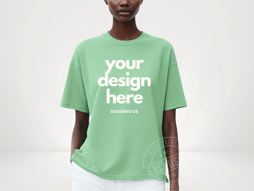 Gildan 64000 Mint Green Tshirt Mockup, Black Model T-shirt Mockup, POD ...