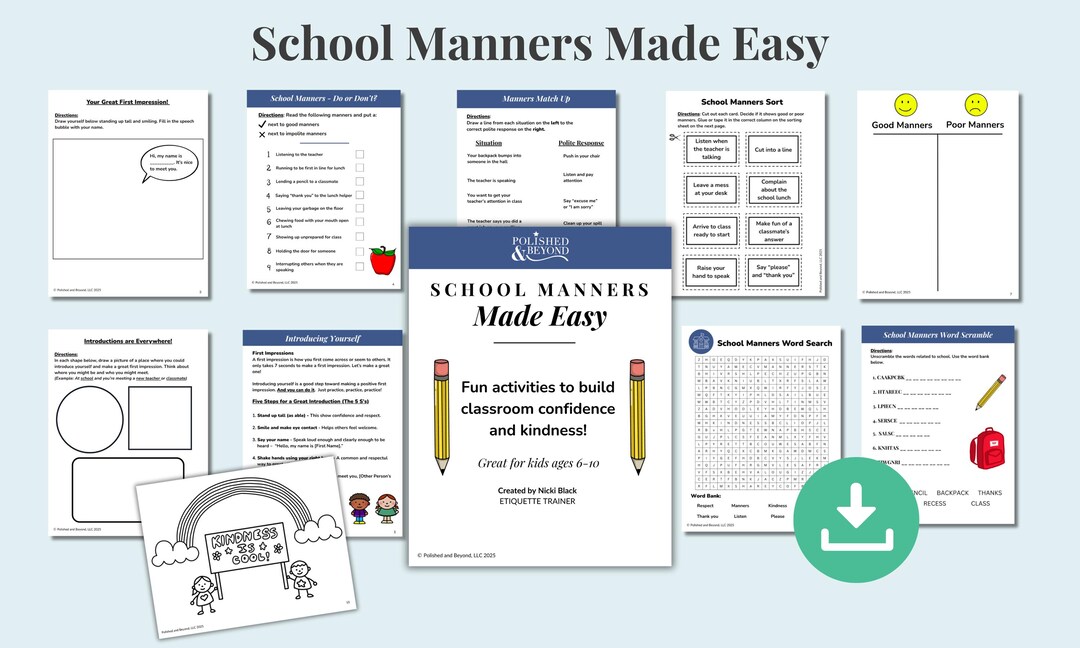 School Manners Made Easy - Etsy