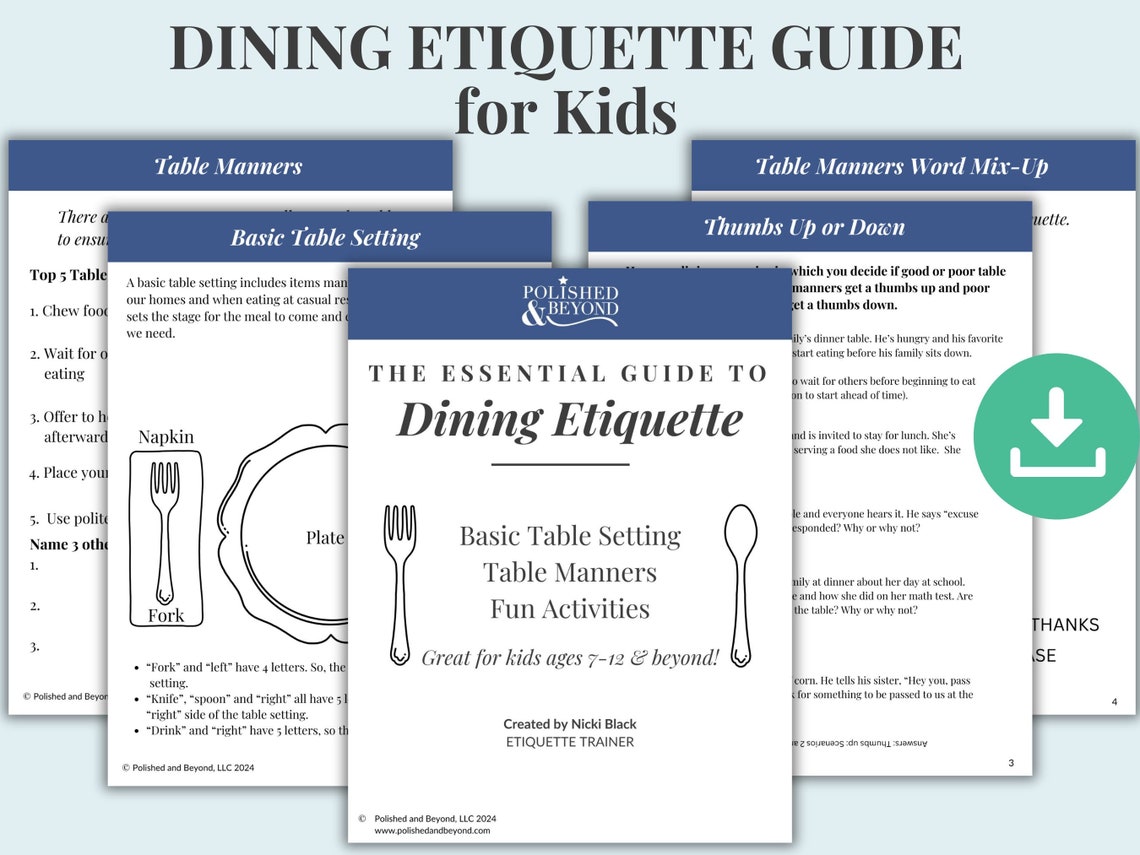 Dining Etiquette Guide - Etsy