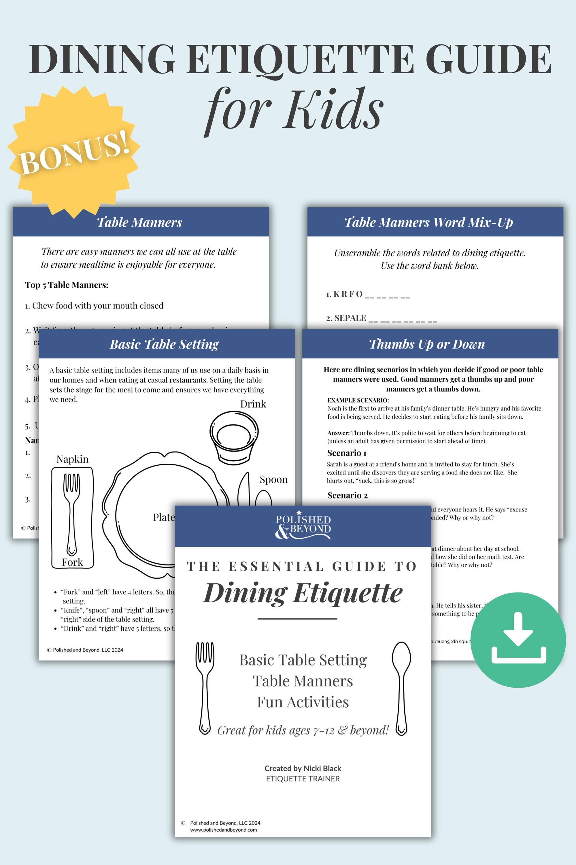Kids Table Manners Video Course | Teach Dining Etiquette for Kids ...