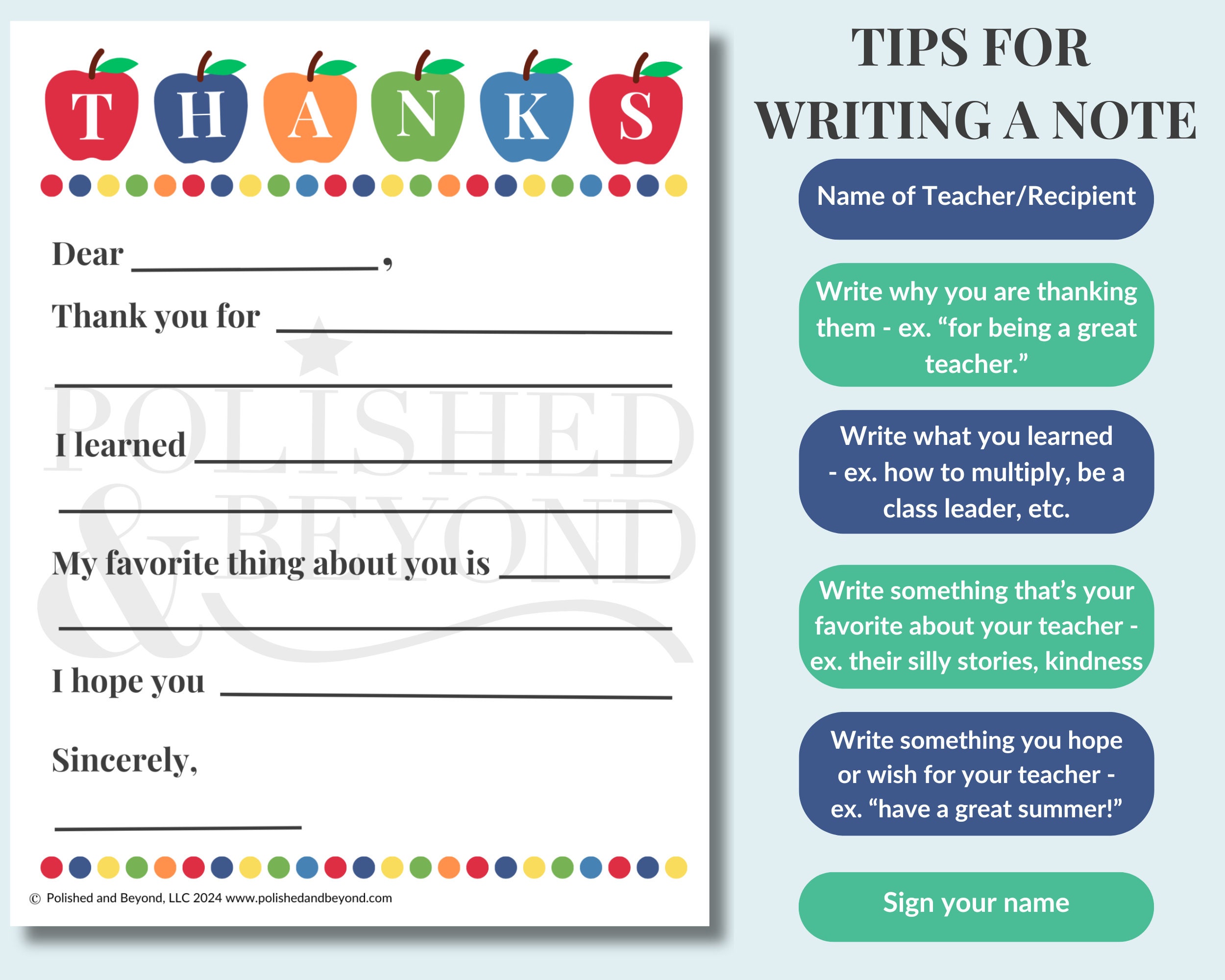 Personalized Teacher Thank You Note Template - Etsy