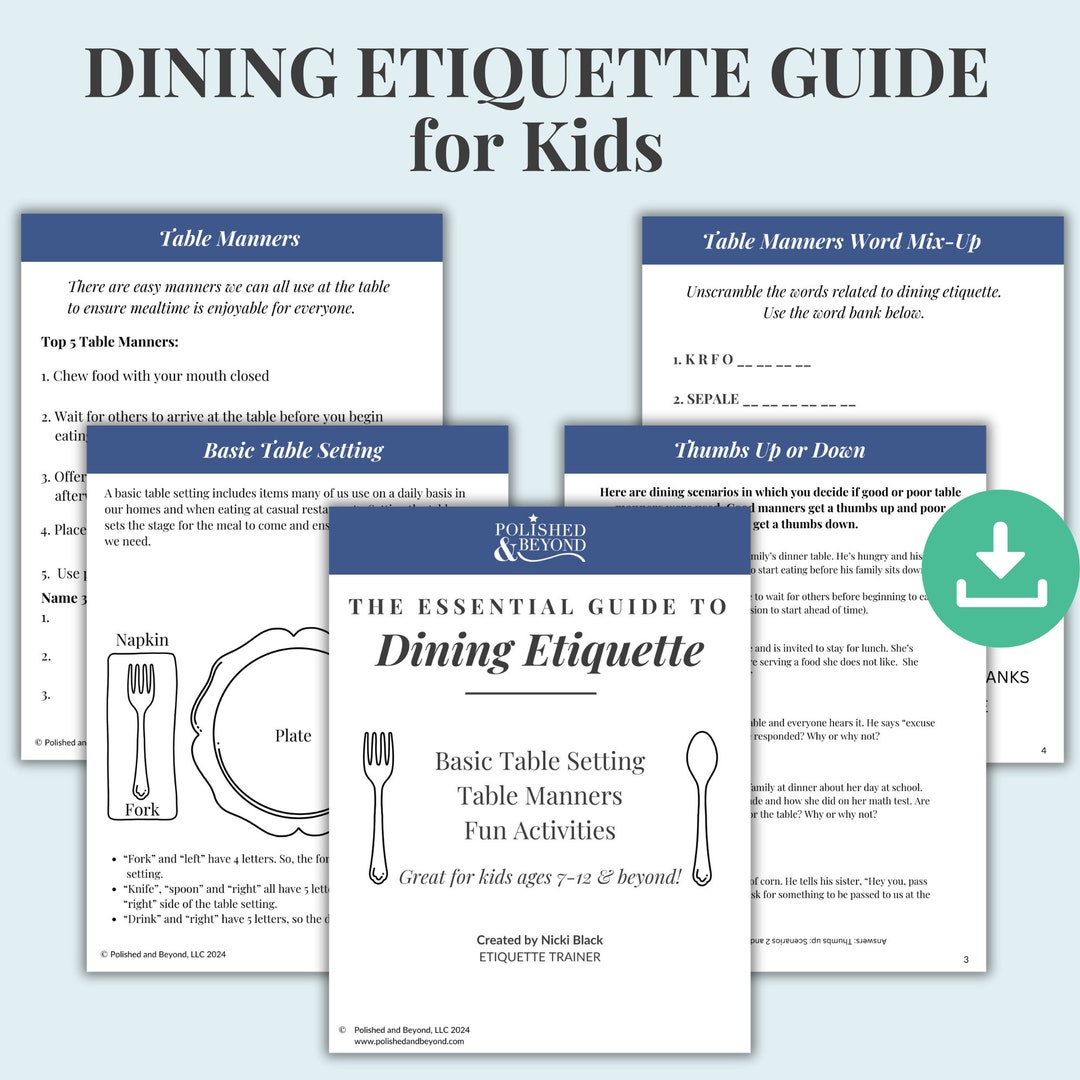 Dining Etiquette Guide - Etsy
