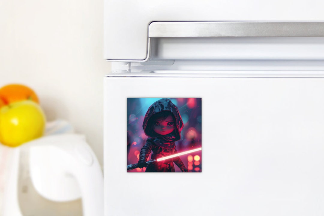 Chibi Jedi Fridge Magnet Cute Sci-fi Art Lightsaber Design Star Warrior ...